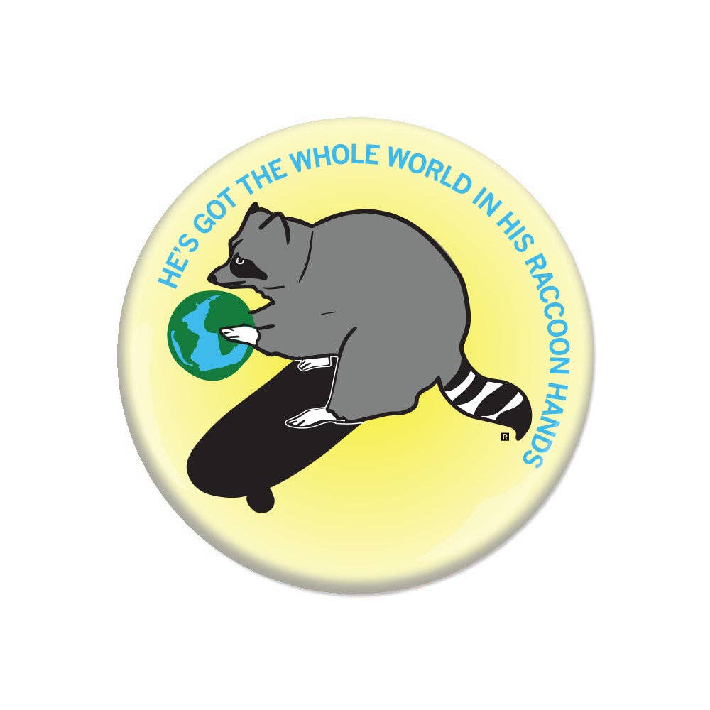 World In His Raccoon Hands Button – Ever Jane Boutique